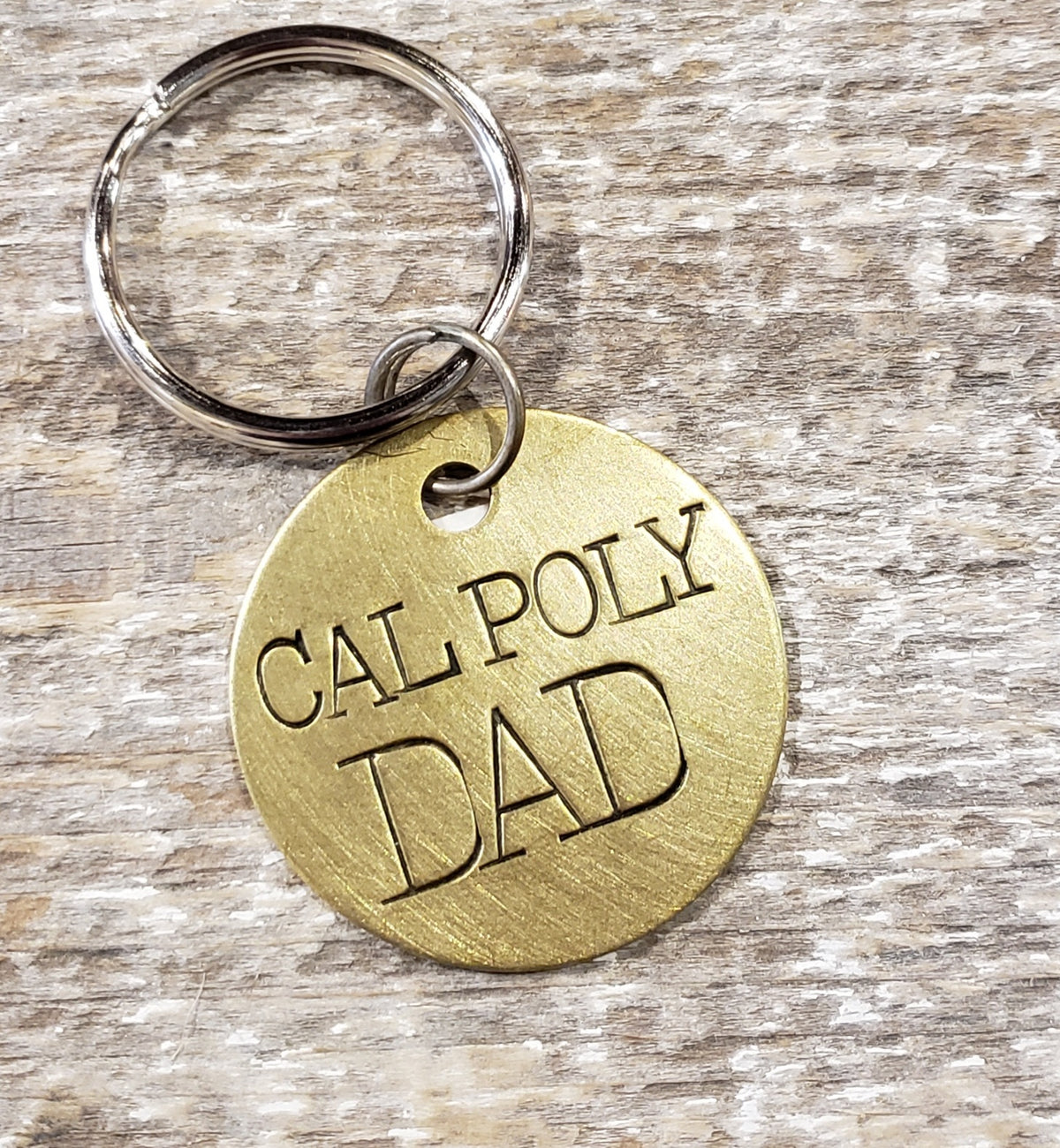 Cal Poly DAD hand stamped brass key chain — The Junk Girls